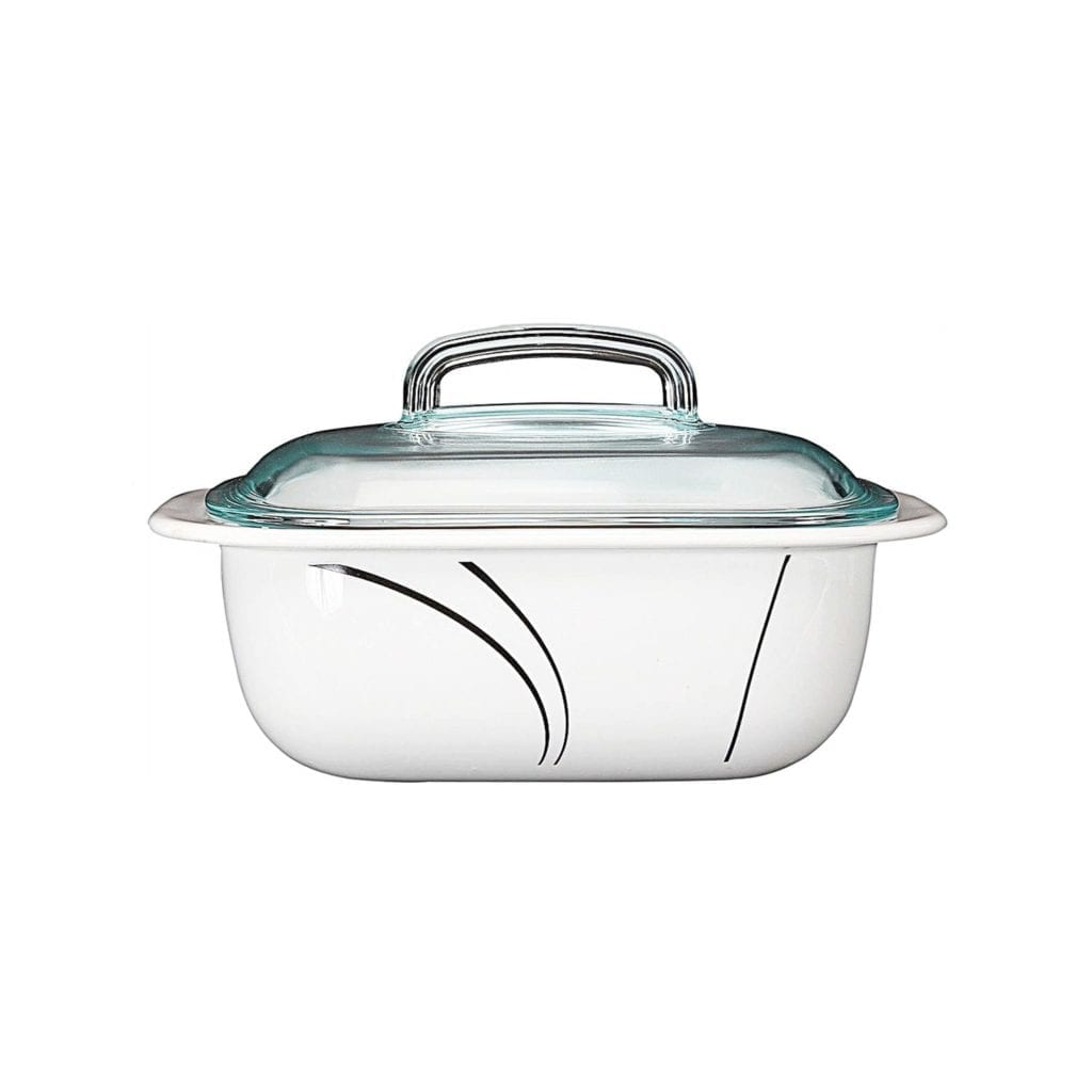 Corelle Bakeware Simple Line Casserole With Glass Lid 1.4L | Ifmal.com