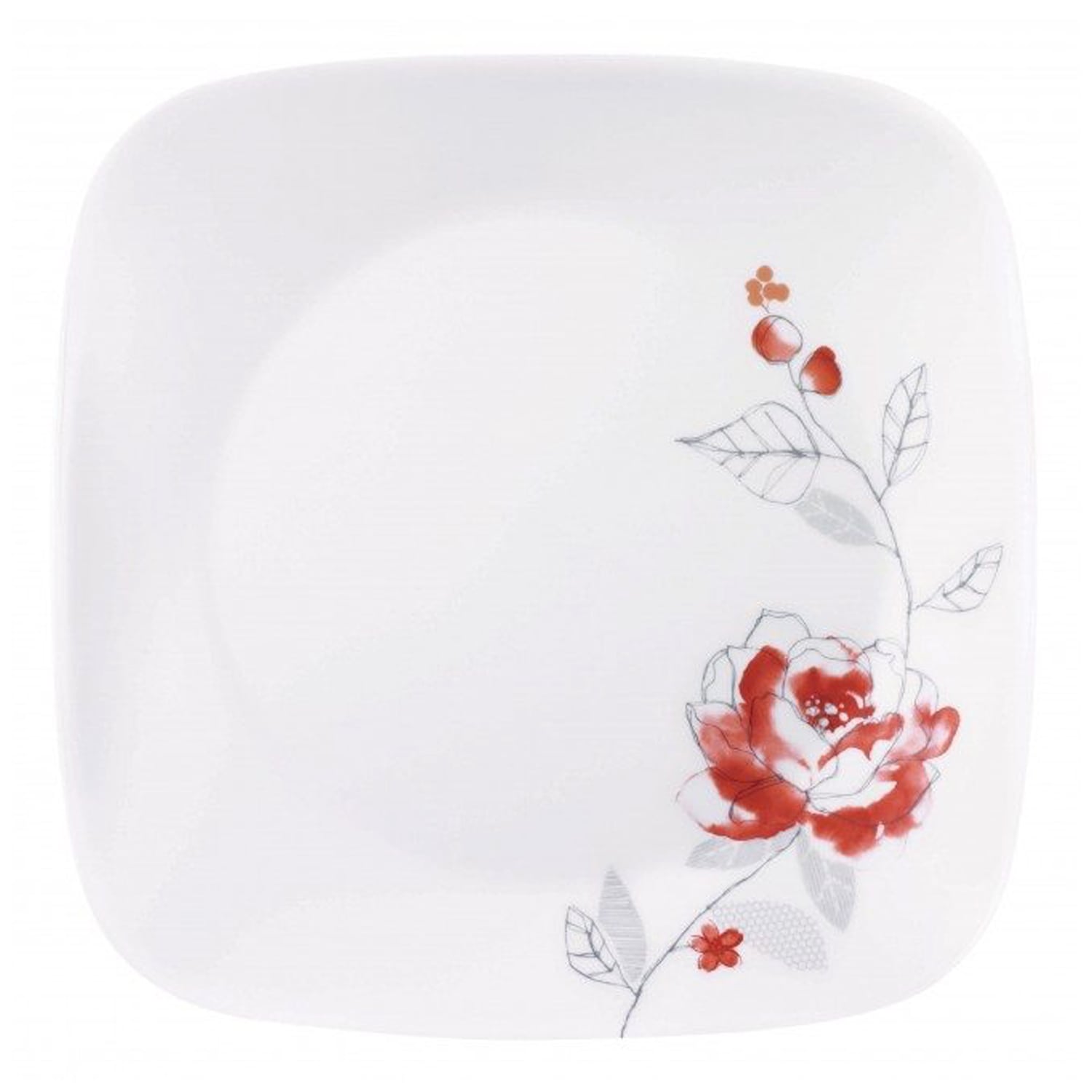 Corelle Square Brushstroke Roses Dinner Plate | Ifmal.com